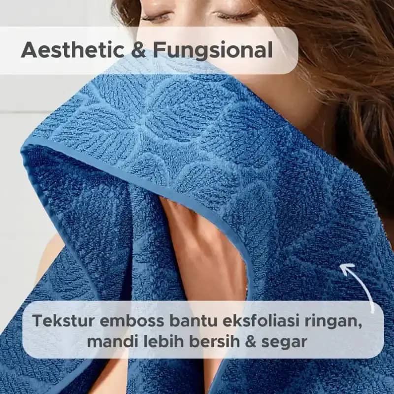 Promo Truu Handuk Eksklusif Leaf Classic Blue Tr.t032 100% Katun 550gsm ...