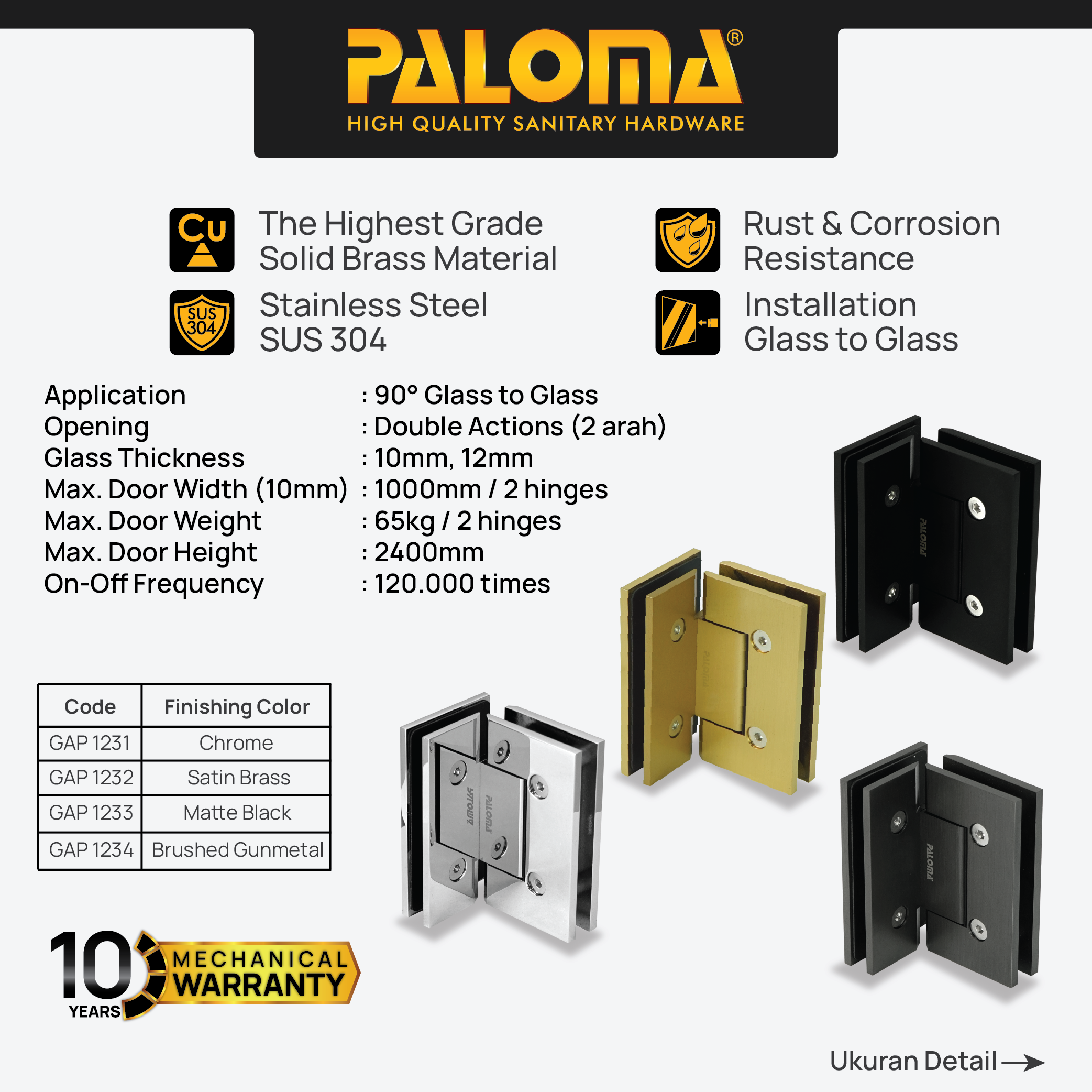 Promo Paloma Engsel Shower Hinge Pintu Kaca Kamar Mandi Jepit Penjepit ...