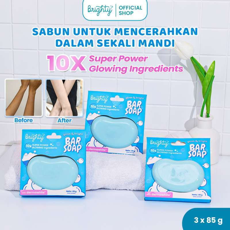 Jual 3 Pcs Brighty Glow & Bright Bar Soap Sabun Mandi Pemutih Badan Sabun Pencerah Sabun ...