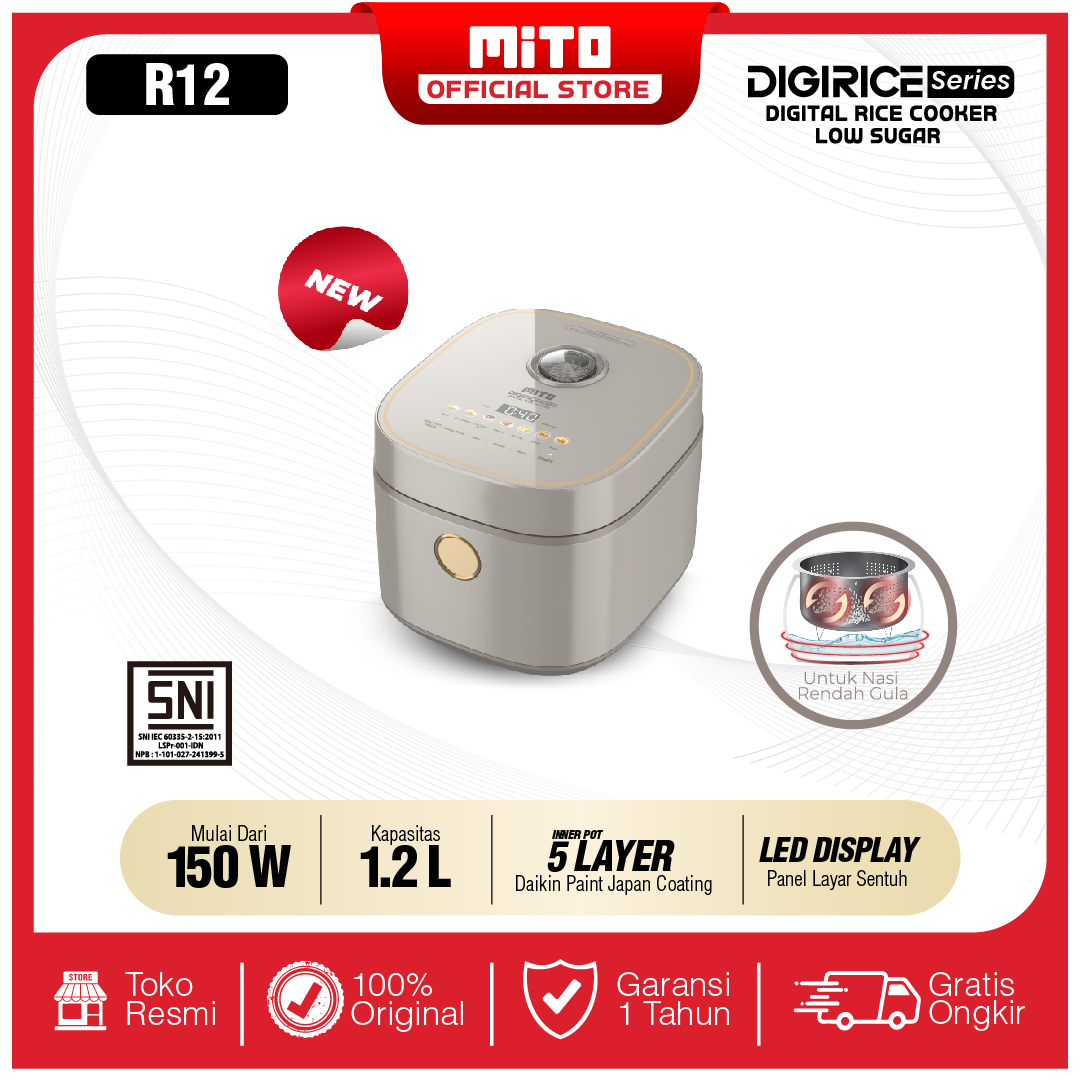 Jual Mito Digital Rice Cooker 1.2 Liter R12 -rice Cooker Low Sugar ...