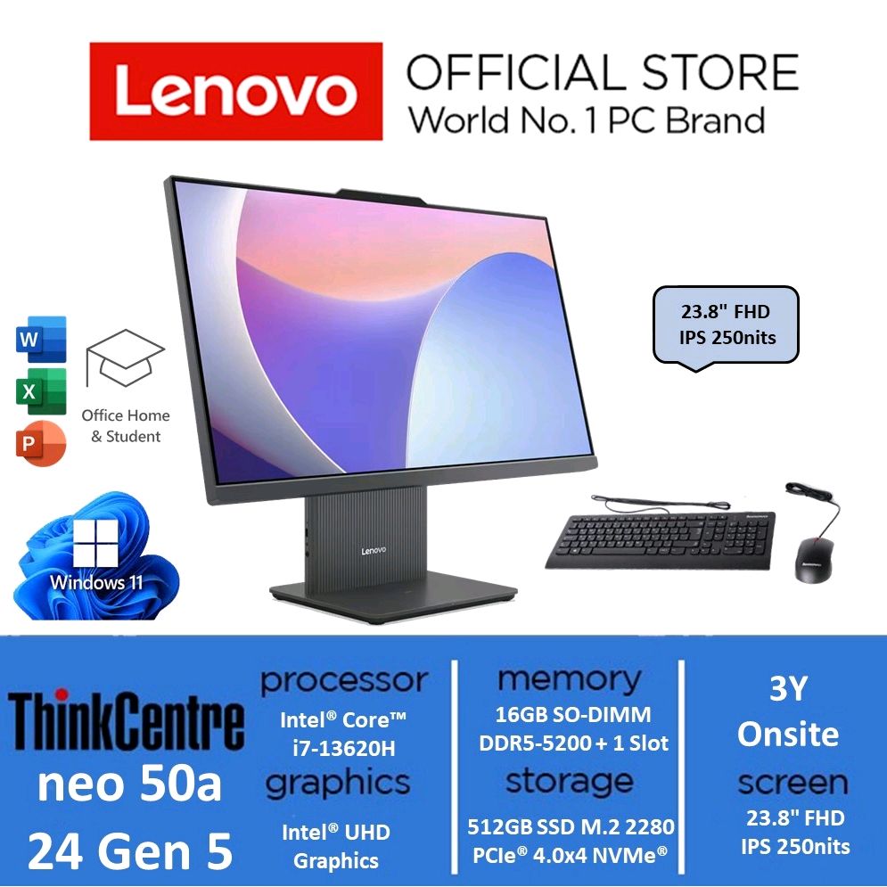 Promo Lenovo Thinkcentre Neo 50a 24 Gen 5 4jid || Intel Core I7-13620h 16gb 512gb Ssd Intel Uhd ...