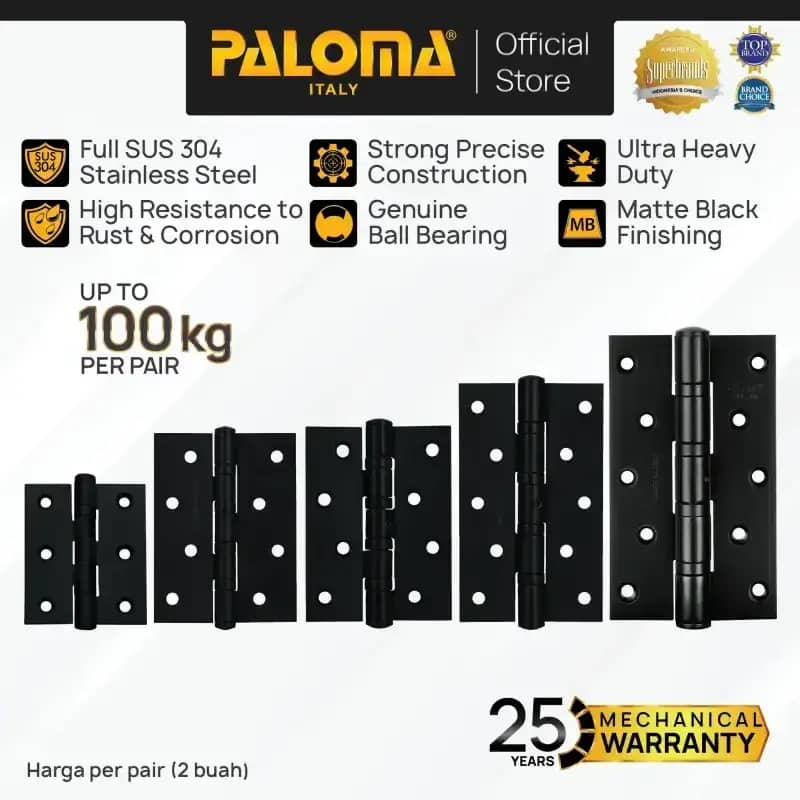 Promo Paloma Engsel Pintu Jendela Kupu Plat Butt Hinge Black Hitam Bhp ...