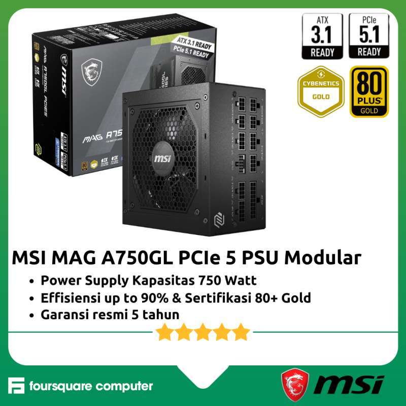 Jual Msi Mag A650gl Psu 650 Watt Modular 80+ Gold | Cybenetics Gold ...