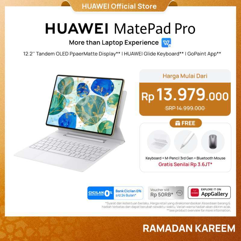 Promo HUAWEI Matepad Pro 12.2-inch Tablet | Pc-level Wps | Ultra Bright Oled Papermatte | 2-in-1 ...