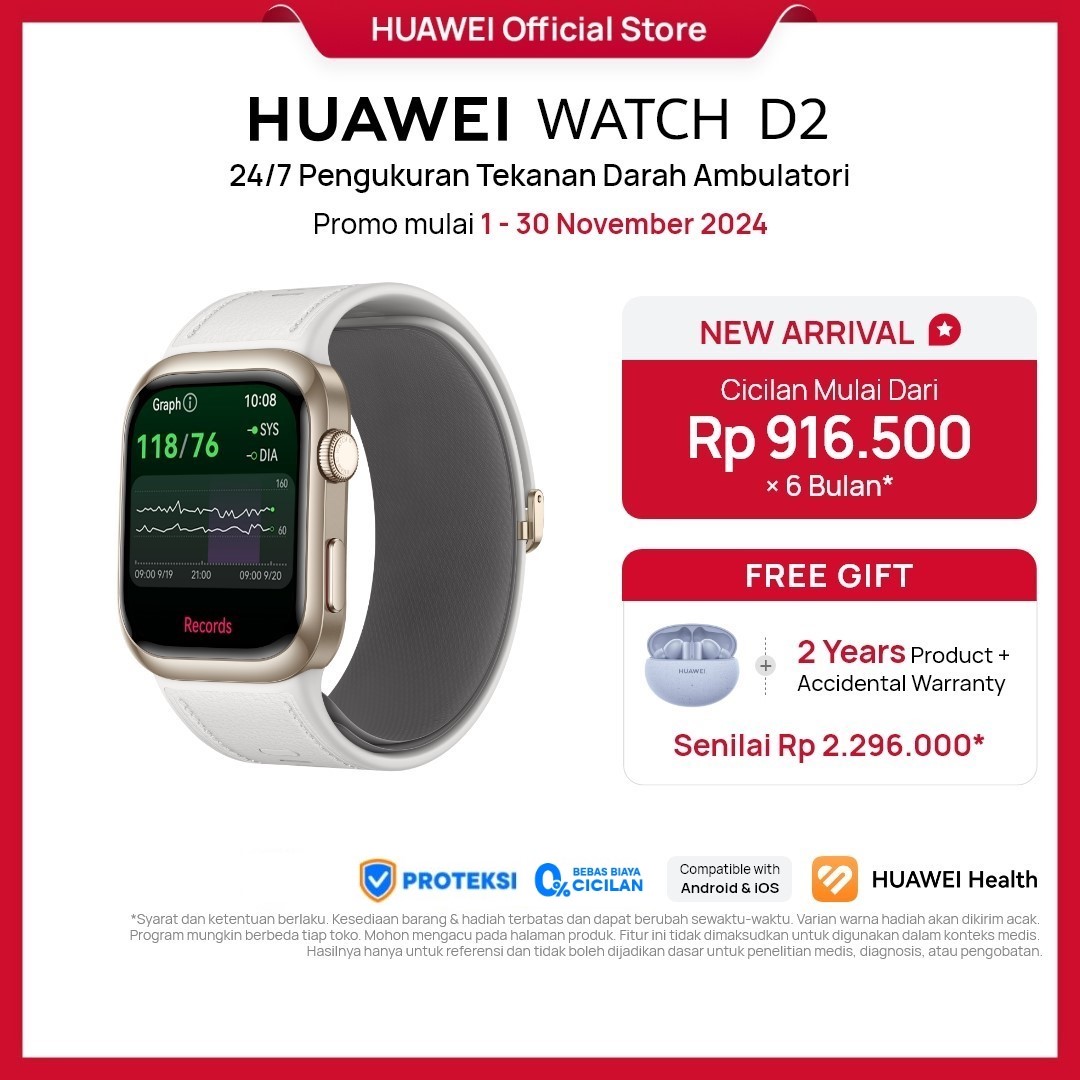 Promo [baru] Huawei Watch D2 Smartwatch | 24-hour Ambulatory Blood ...