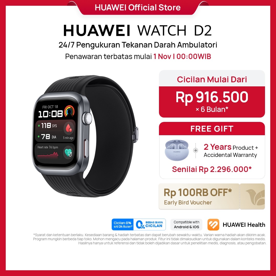Jual [coming Soon] Huawei Watch D2 Smartwatch | 24-hour Ambulatory ...