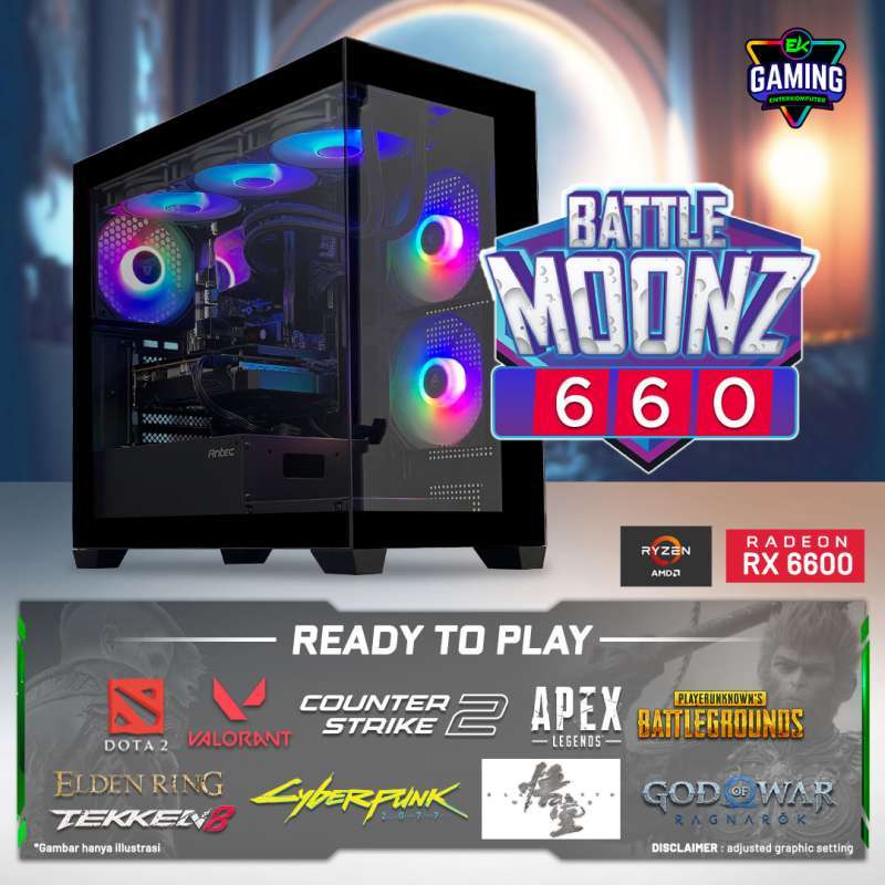 Promo Pc Rakitan Ek Gaming Battlemoonz 660 - Ryzen 5 Rx 6600 - Enter Komputer Diskon 18% Di ...