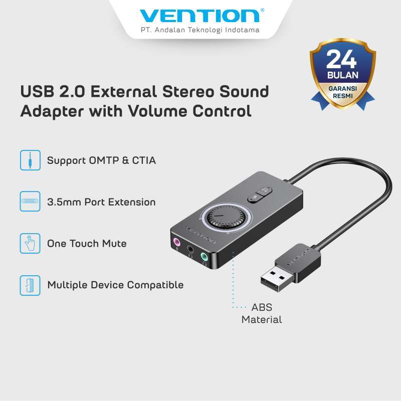 Promo Vention USB Sound Card External Stereo Sound Adapter With Volume ...