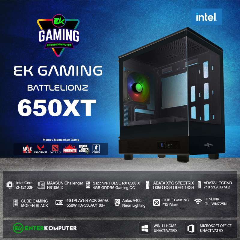 Promo Pc Rakitan Ek Gaming Battlelionz 650 Xt - Core I3 Rx 6500 Xt ...
