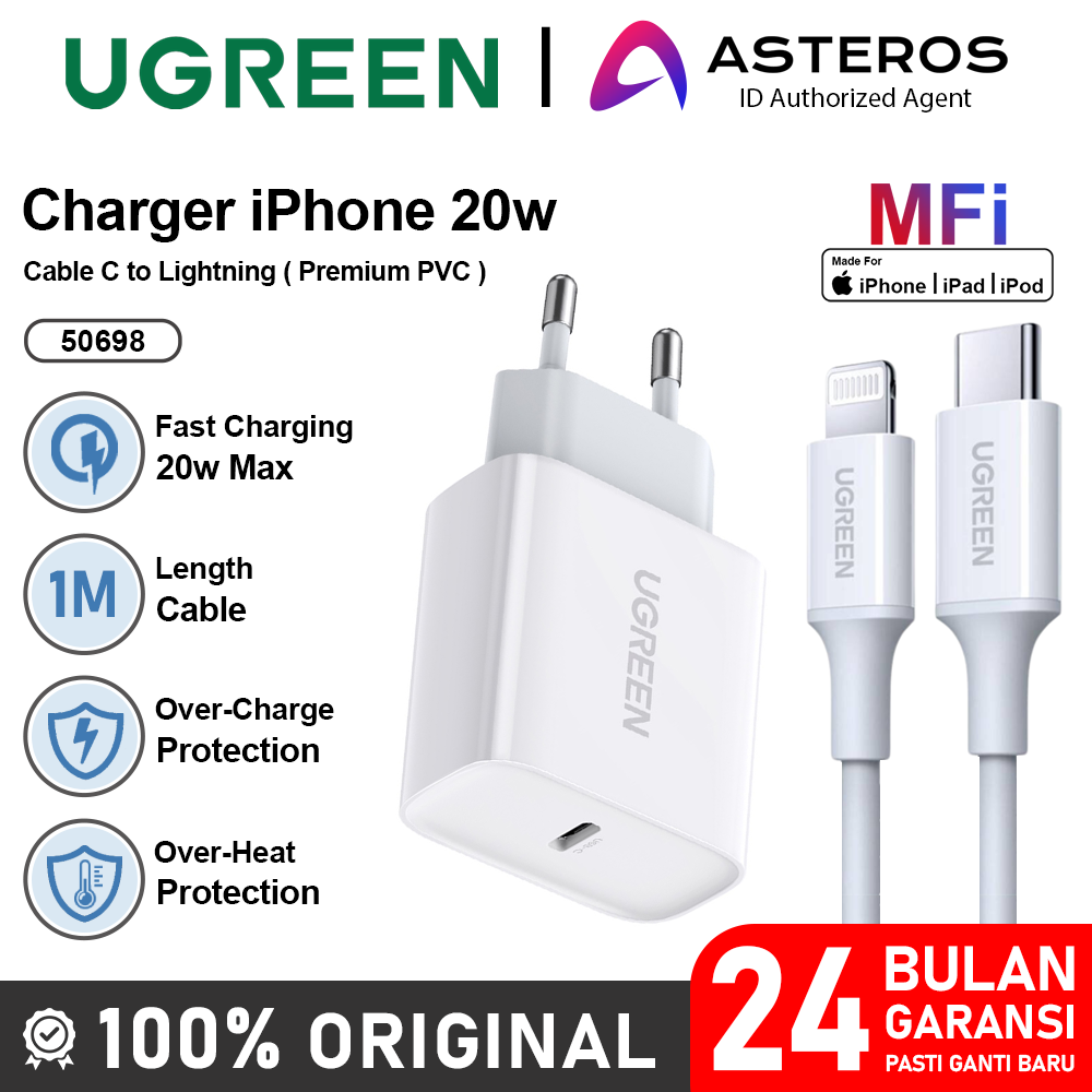 Jual Ugreen Charger Mfi iPhone 11 12 13 14 Type C To Lightning Pd Fast Charging - 20w Pvc 1m Di ...