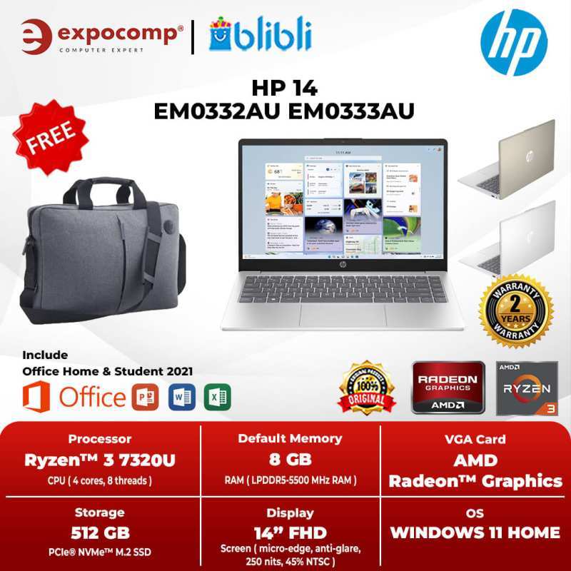 Jual Hewlett Packard Hp 14-em0332au 14-em0333au Amd Ryzen 3-7320u 8gb ...