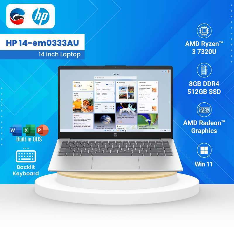 Promo Hp Laptop 14 Em0333au Amd Ryzen 3 7320u 8gb 512gb Ssd 14 Fhd Ips ...