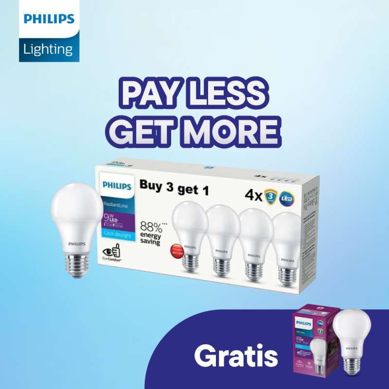 Promo Philips [beli 3 Dapat 5 ]lampu Led Radiant Line Multipack 9w E27 ...