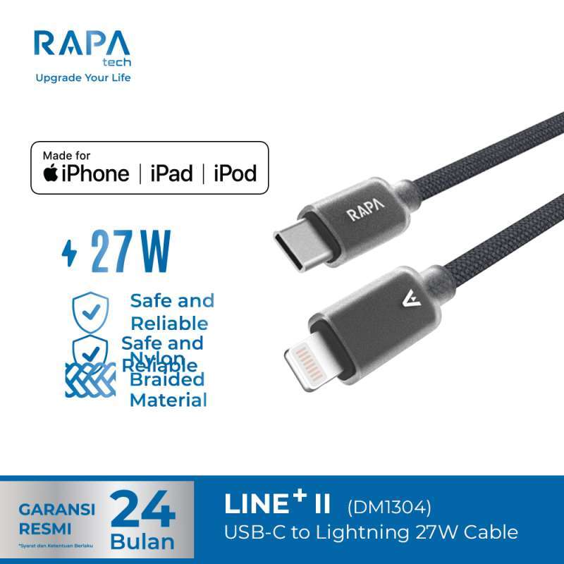 Jual Rapatech Line + I Kabel Charging iPhone Mfi Nylon Braided C To ...