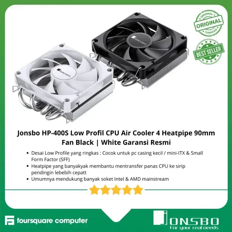 Jual Jonsbo Hp-400s Low Profil Cpu Air Cooler 4 Heatpipe 90mm Fan Black ...