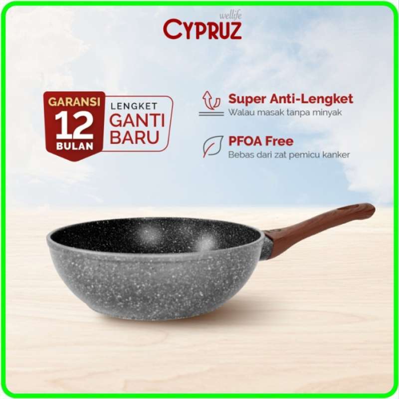 Promo Cypruz Grey Marble Series Fry Wok (28cm) Diskon 3% Di Seller ...