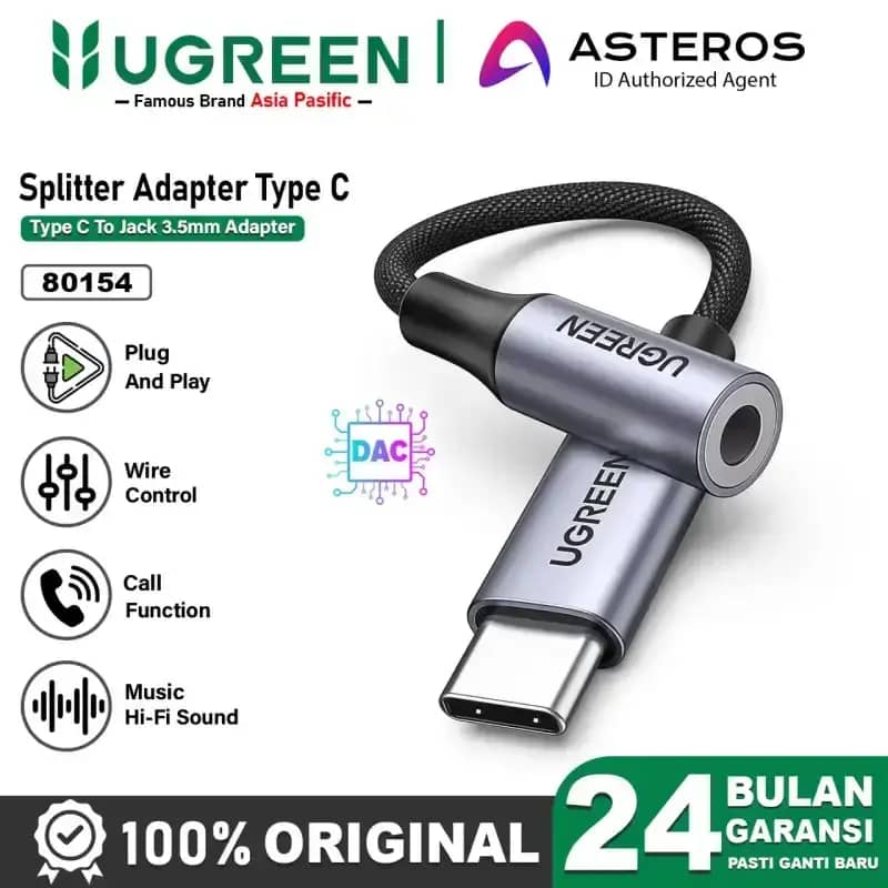 Jual Ugreen Converter Splitter iPhone 15 Type C To 3.5mm Jack Audio Adapter - 80154 Single Di ...