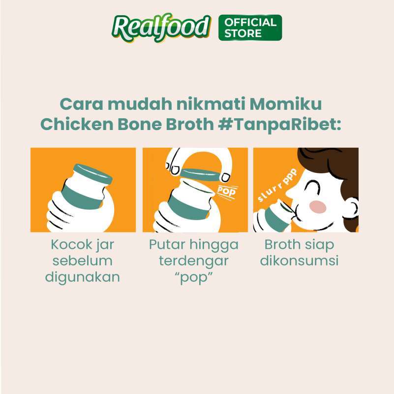 Promo Realfood Momiku Chicken Bone Broth Salted - 6 Jar Diskon 50% Di ...