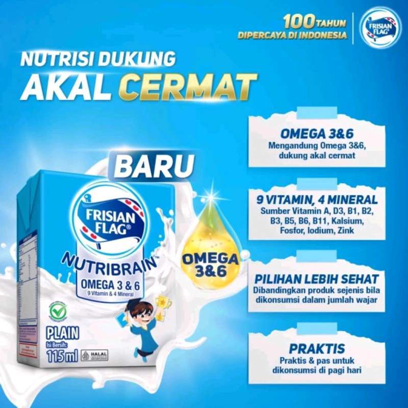 Jual Frisian Flag Susu Uht Plain Nutribrain 1 Karton ( 36 X 110ml ) Di ...