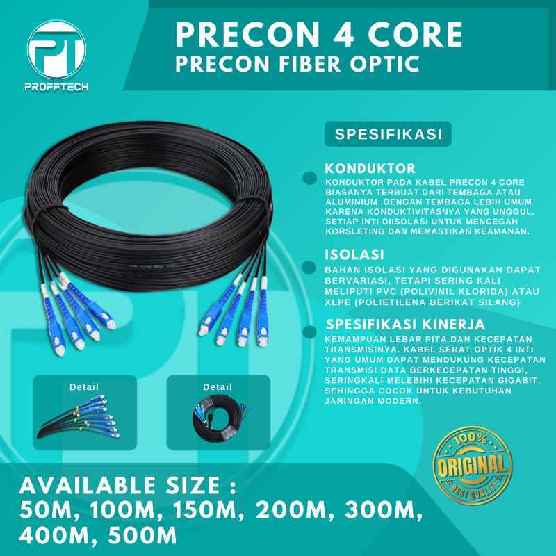 Jual Kabel Fiber Optik Ftth Drop Cable Sc Sc Precon Fiber Optic 4 Core ...