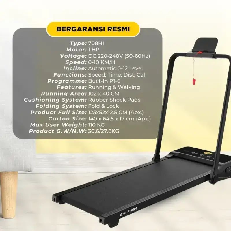 Jual Running Pad Bfit 708hi Auto Incline Walking Pad Treadmill Elektrik ...