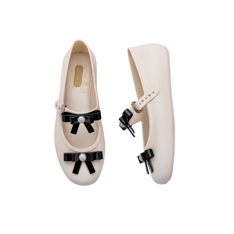 Promo Melissa Soft Ballerina Bow Ad Sepatu Flat Wanita - Beige/black ...