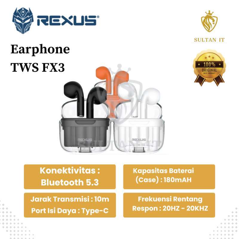 Promo Rexus Fx3 Headset Original Bluetooth Tws Wireless - Orange Diskon ...