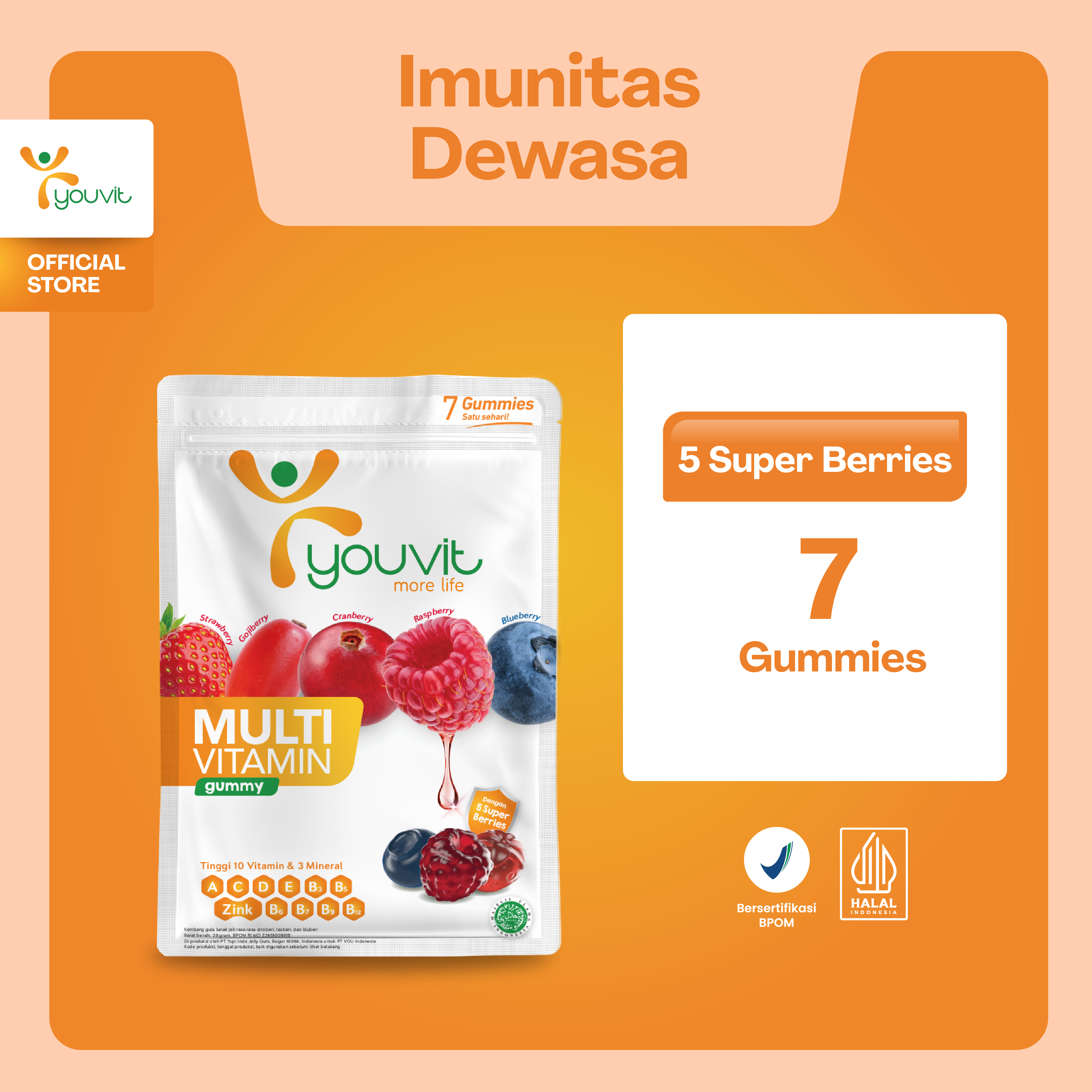Promo Youvit Multivitamin Dewasa 7 Hari Vit. C, D, Zink & Superberries ...