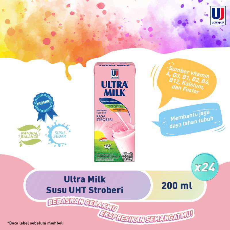 Jual Ultra Milk Susu Uht Stroberi 200ml - 1 Dus Isi 24pcs Di Seller ...