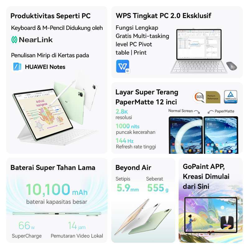 Promo HUAWEI Matepad 12 X Tablet | Pc-level Wps Office | Papermatte ...