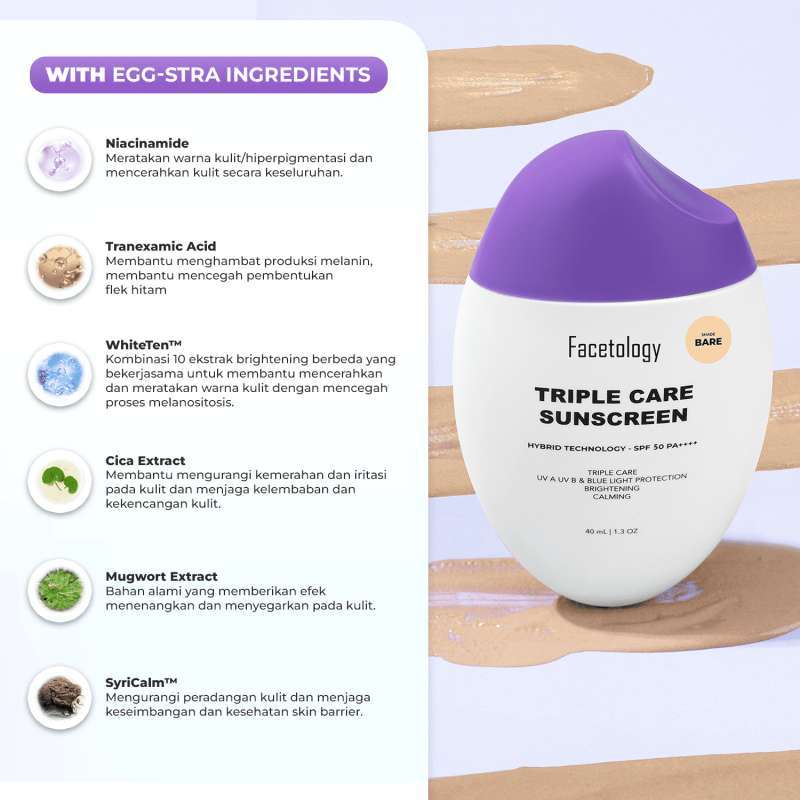 Promo Facetology Triple Care Sunscreen Tinted Spf 50 Pa++++ 40ml Diskon ...