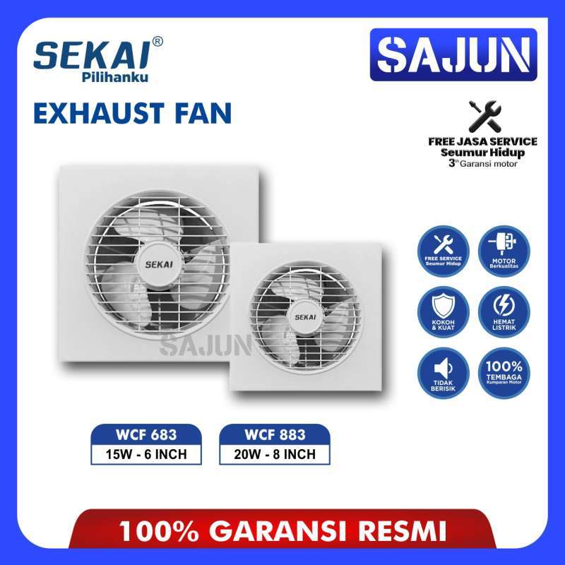 Promo Sekai Exhaust Fan Dinding / Plafon / Ceiling / Kaca Hexos Ukuran ...