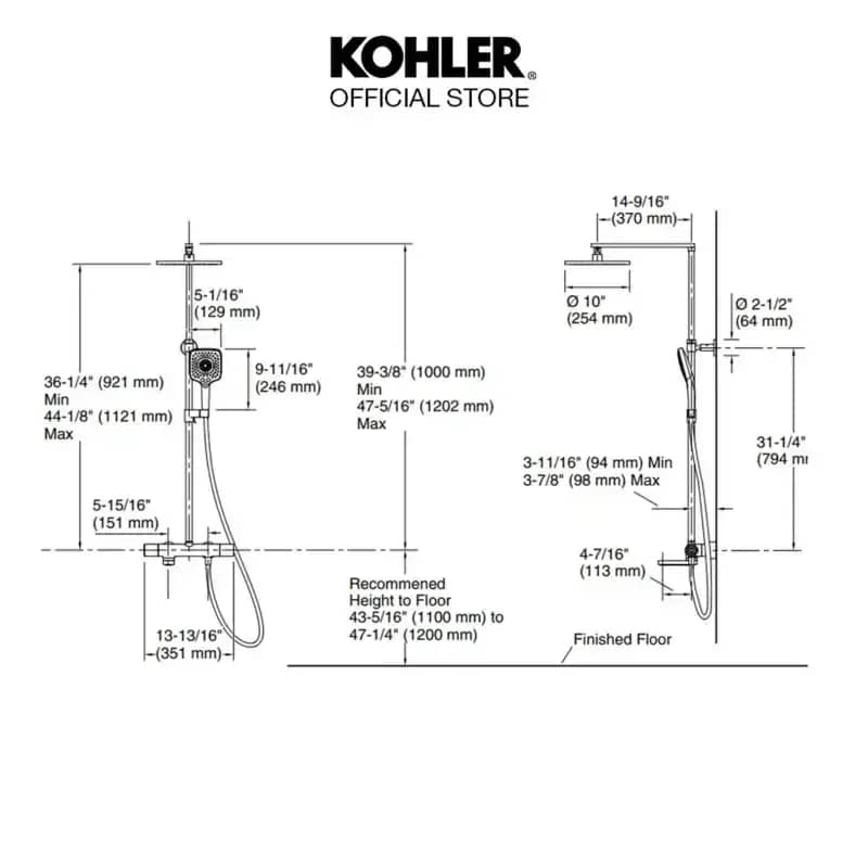 Promo Kohler Composed Set Tiang Shower / Thermostatic Shower Column 3 ...