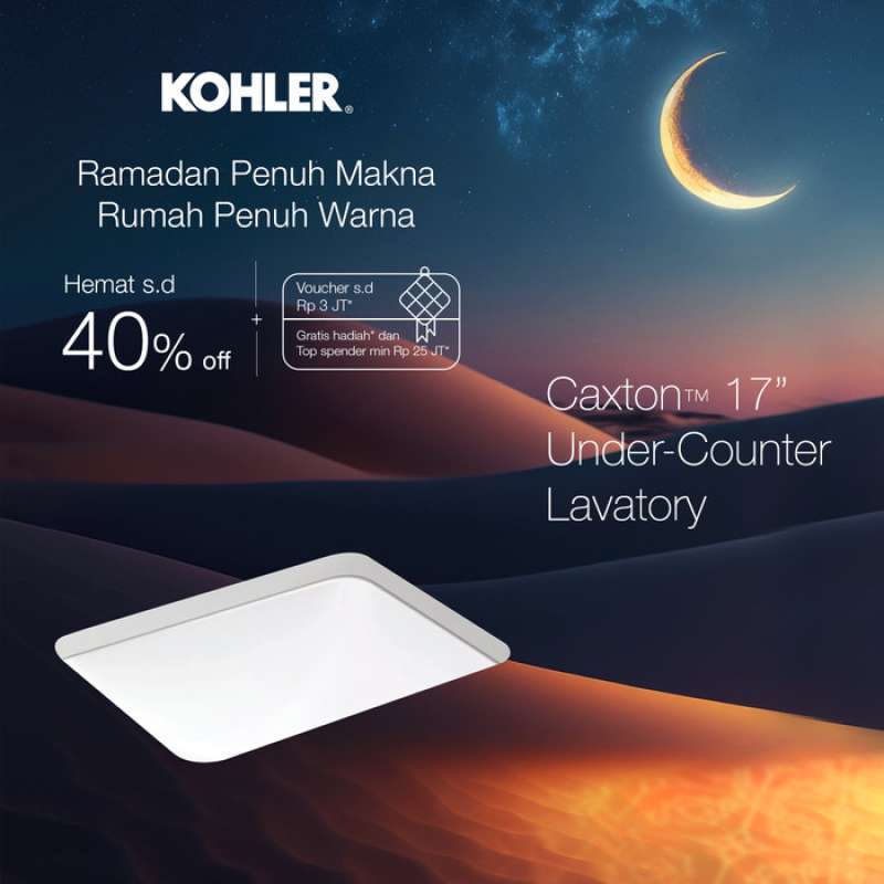 Promo Kohler Wastafel Caxton 17'' / Lavatory Under Counter Rectangular ...