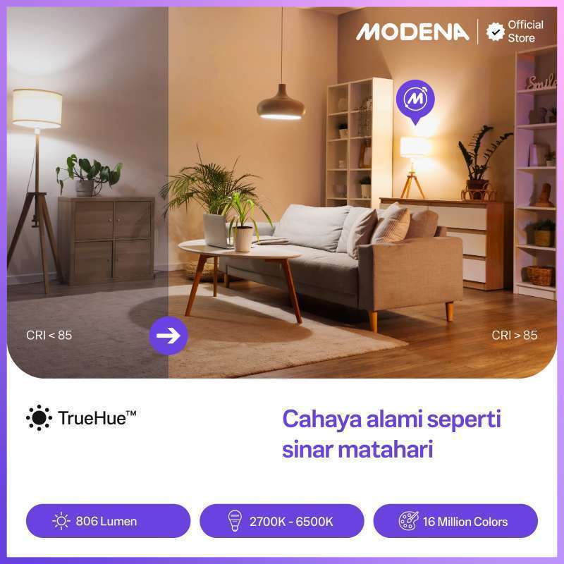 Promo Modena Smart Led Bulb Rgb + Cct 9w | Lb 3092 Itwa Lampu Wifi 9 ...