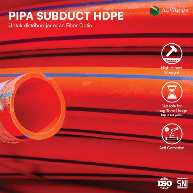 Jual Pipa Telecommunication Subduct Hdpe 50x42 Mm Orange Strip Biru Di ...