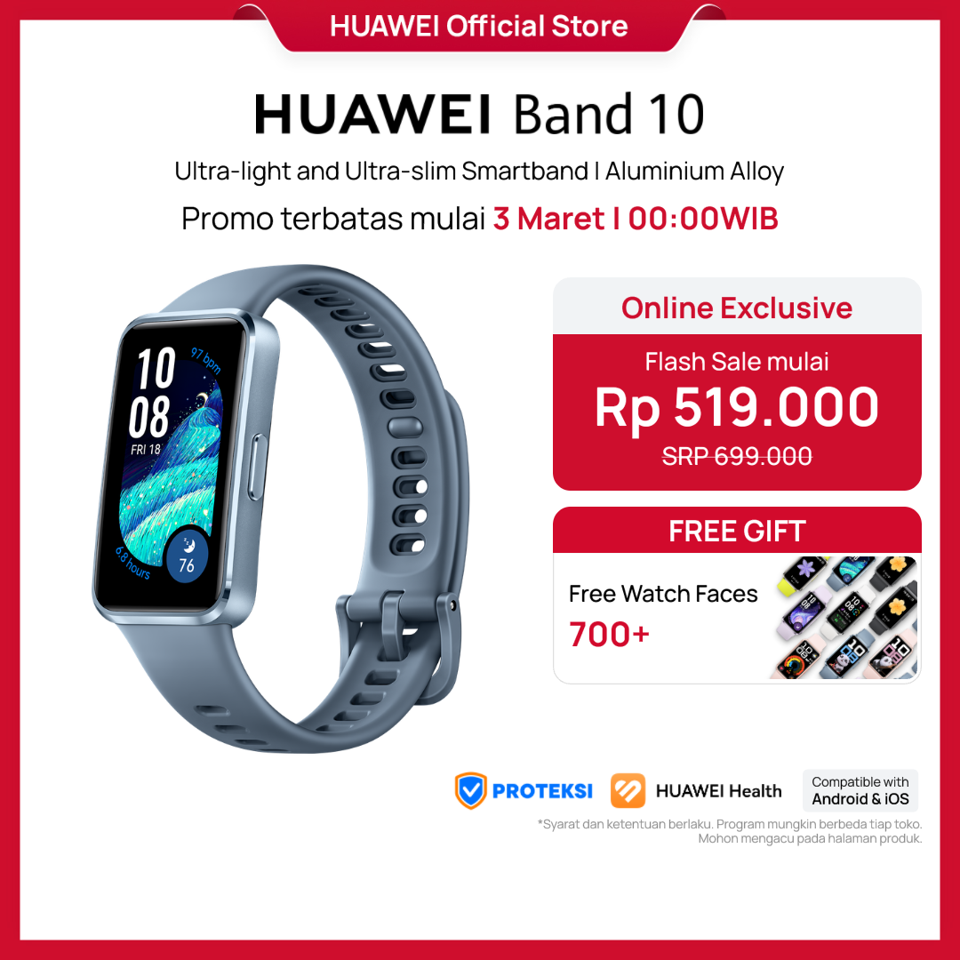 Jual [best Selling] HUAWEI Band 10 Smartband | Sleek Aluminum Alloy ...