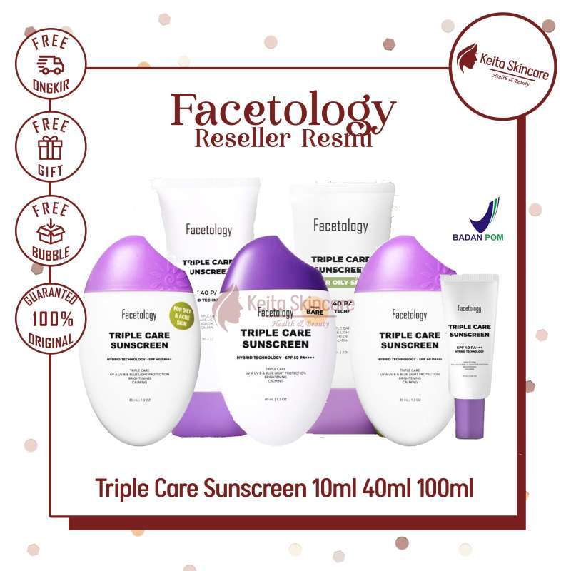 Jual Facetology Triple Care Sunscreen Spf 40 Pa+++ 10ml 40ml 100ml - Ss ...