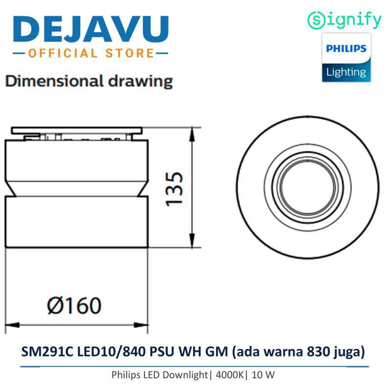 Jual Lampu Led Downlight Philips Sm291c Led10/840 Psu Wh Gm (840/830 ...