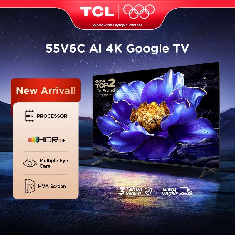 Promo [ai 4k Google Tv] Tcl 55 Inch V6c - Aipq Processor - Hdr 10+ - Hva Panel - Multiple Eye ...