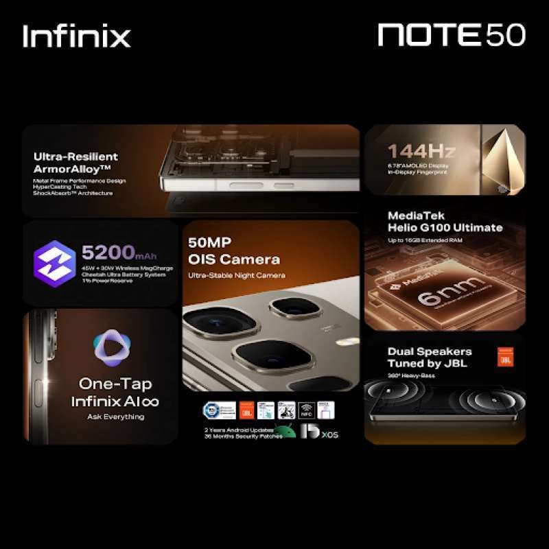 Jual Infinix Note 50 Smartphone ( RAM 8gb + Rom 256gb ) Garansi Resmi ...