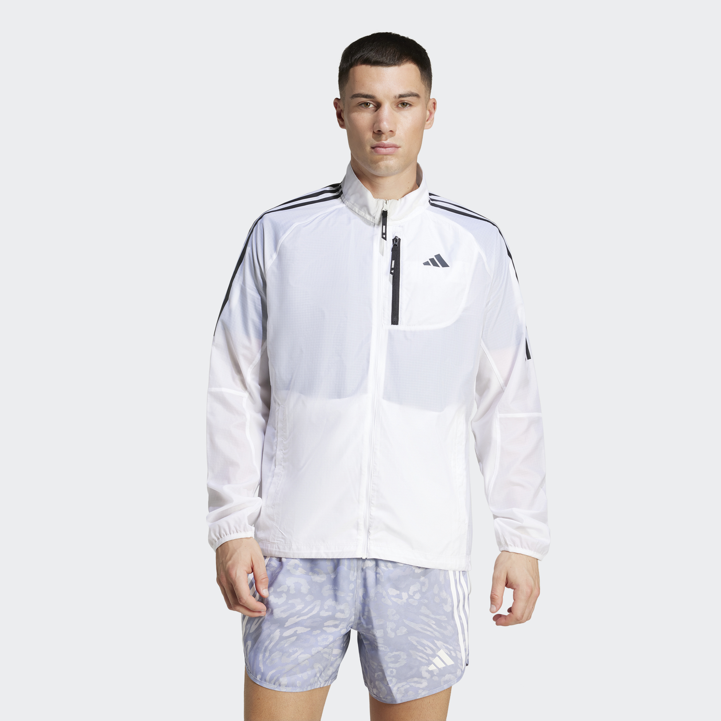 Jaket Adidas Putih List Merah