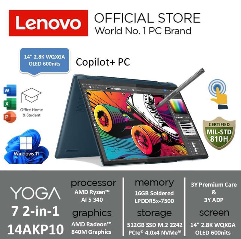 Promo Lenovo Yoga 7 2-in-1 14akp10 3did || Amd Ryzen Ai 5-340 16gb ...