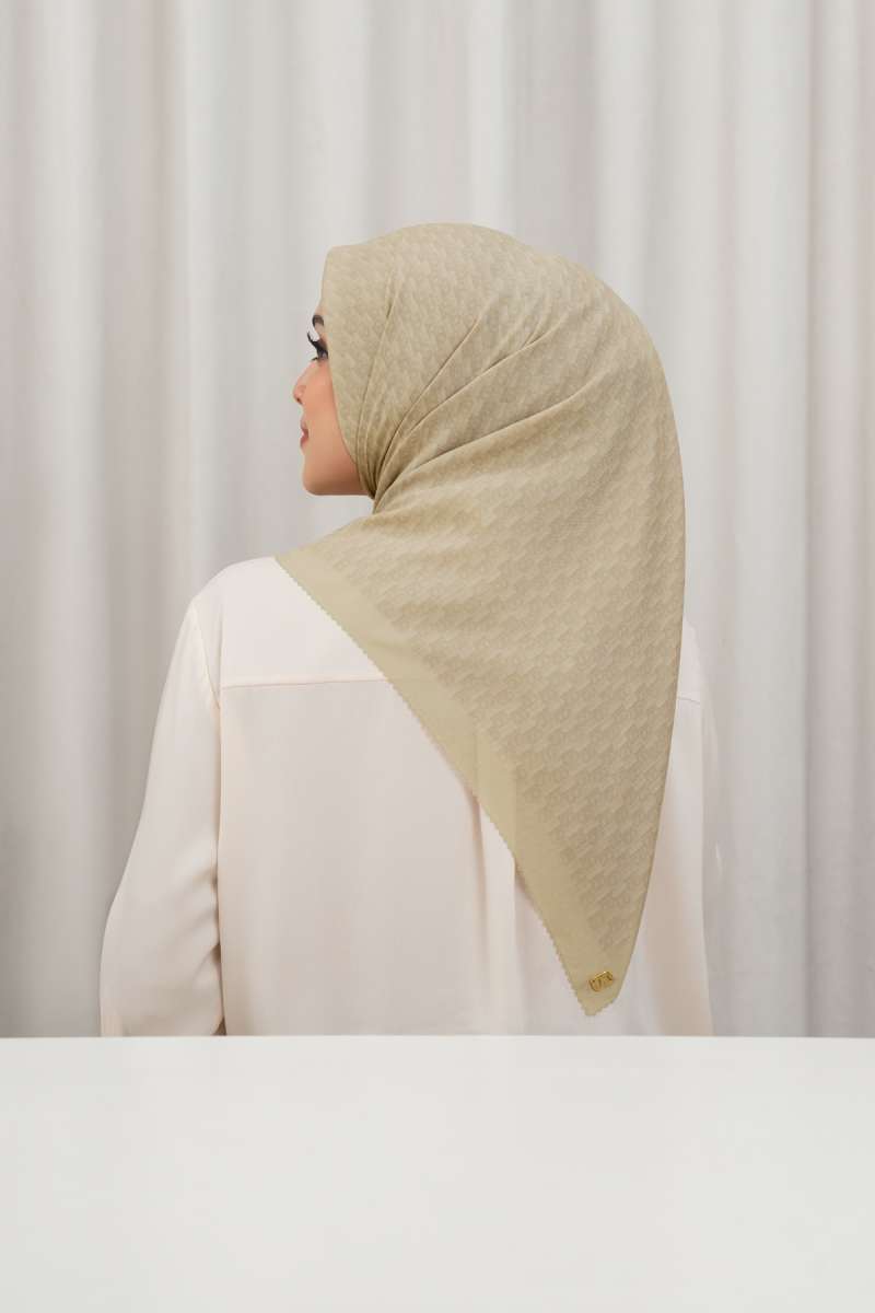 Jual Buttonscarves Leena Monogram Square - Pale Khaki Di Seller ...