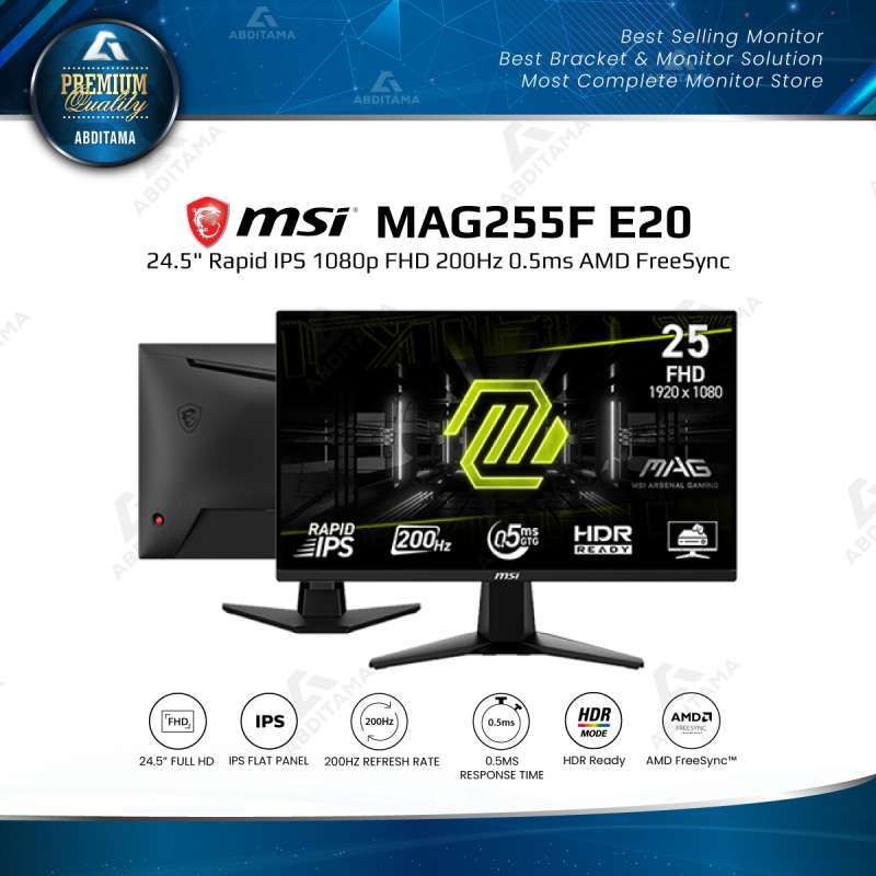 Jual Monitor Led Msi Mag255f E20 Mag 255f E20 24.5 Rapid Ips 1080p Fhd ...