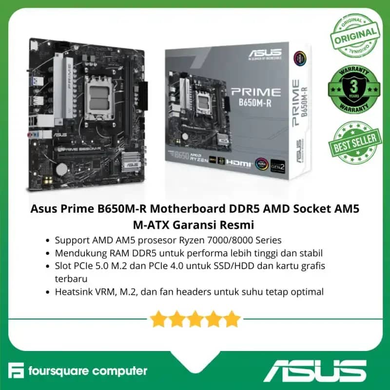 Jual Asus Prime B650m-r Motherboard Ddr5 Amd Socket Am5 M-atx Garansi ...