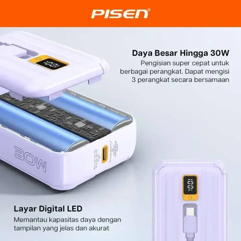 Promo Pisen Tiny Travel Power Bank 30W 10000mah Super Fast Charging ...
