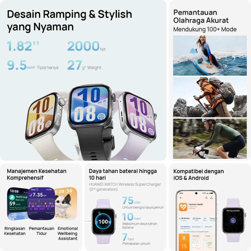 Promo 【2.2】huawei Watch Fit 4 Series | Stylish Design | GPS | 10-day ...