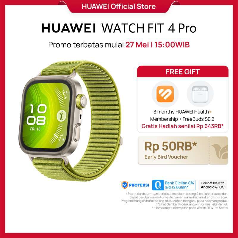Jual HUAWEI Watch Fit 4 Series | Stylish Design | GPS | 10-day Battery ...