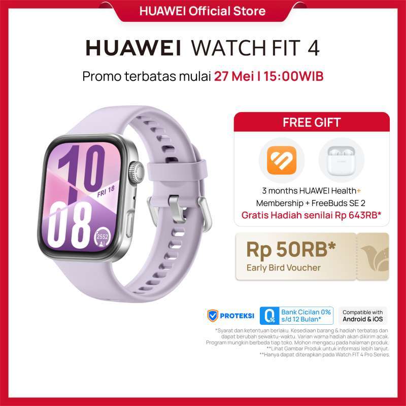 Jual HUAWEI Watch Fit 4 Series | Stylish Design | GPS | 10-day Battery ...